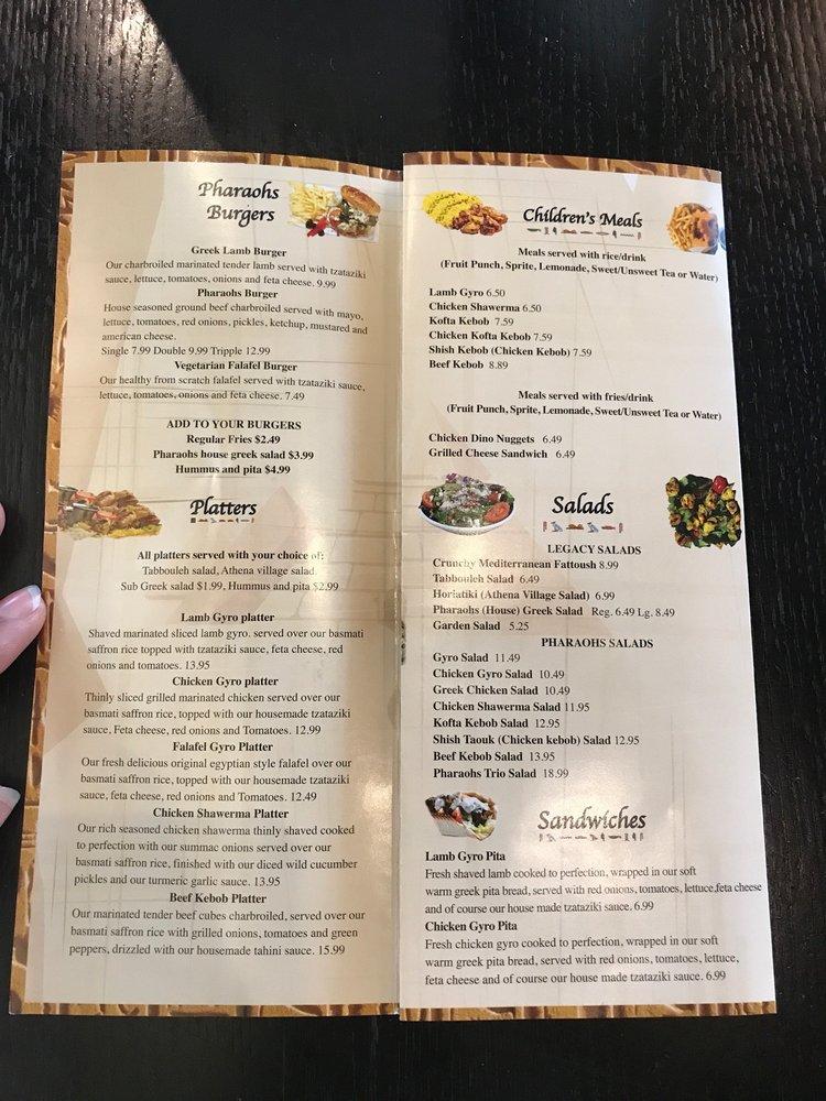 Menu at Pharaohs Legacy pub & bar, Fayetteville