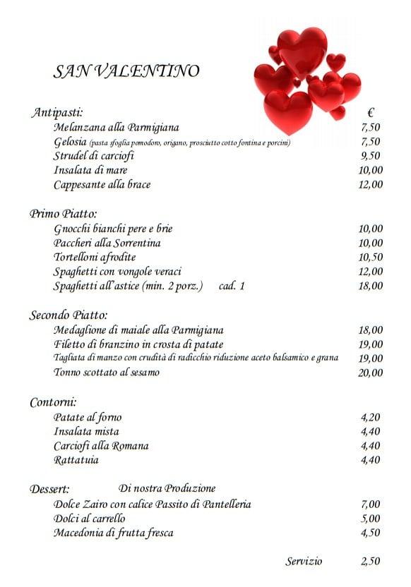 Menu da Ristorante Zairo, Padova