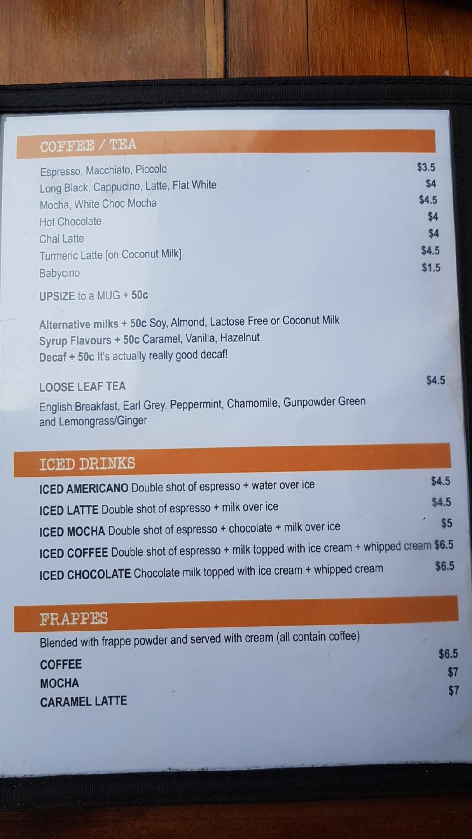 Menu at Little Barista Espresso Bar, Gold Coast, 3/39 Musgrave Ave