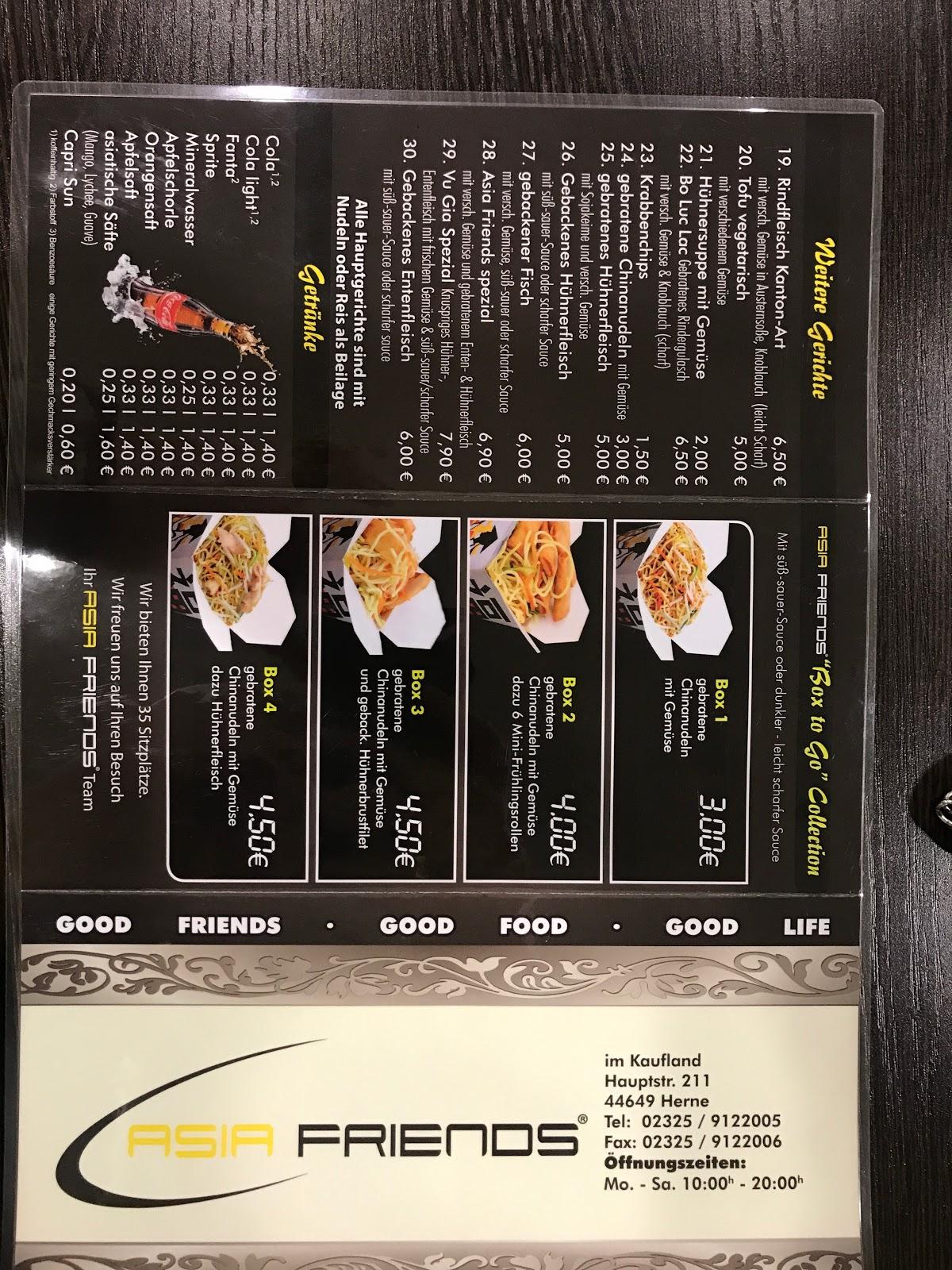 Speisekarte von Asia Friends restaurant, Herne