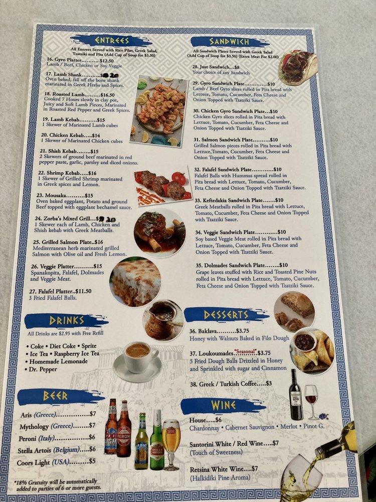 Menu at Athena Gyro restaurant, Palm Desert