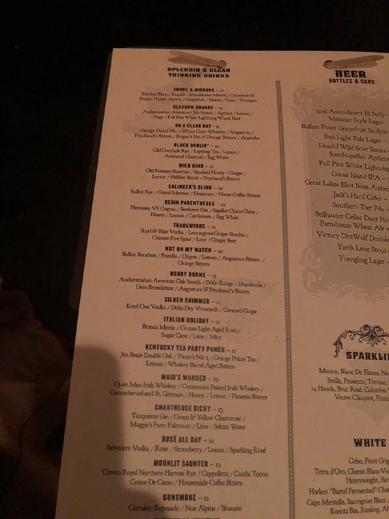 Menu at Apres Ski Bar @ Butcher and the Rye, Pittsburgh