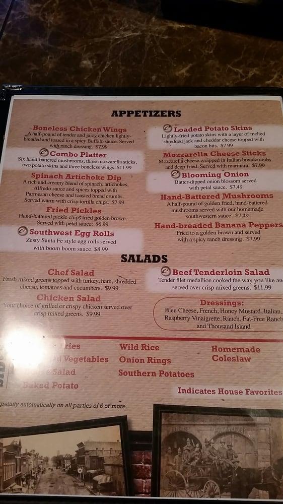 Menu at Chasers Restaurant, Lebanon