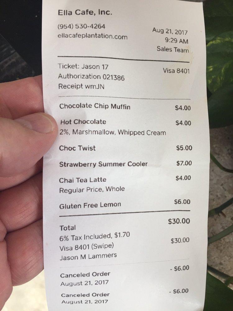 Menu at Ella Cafe, Plantation, W Broward Blvd