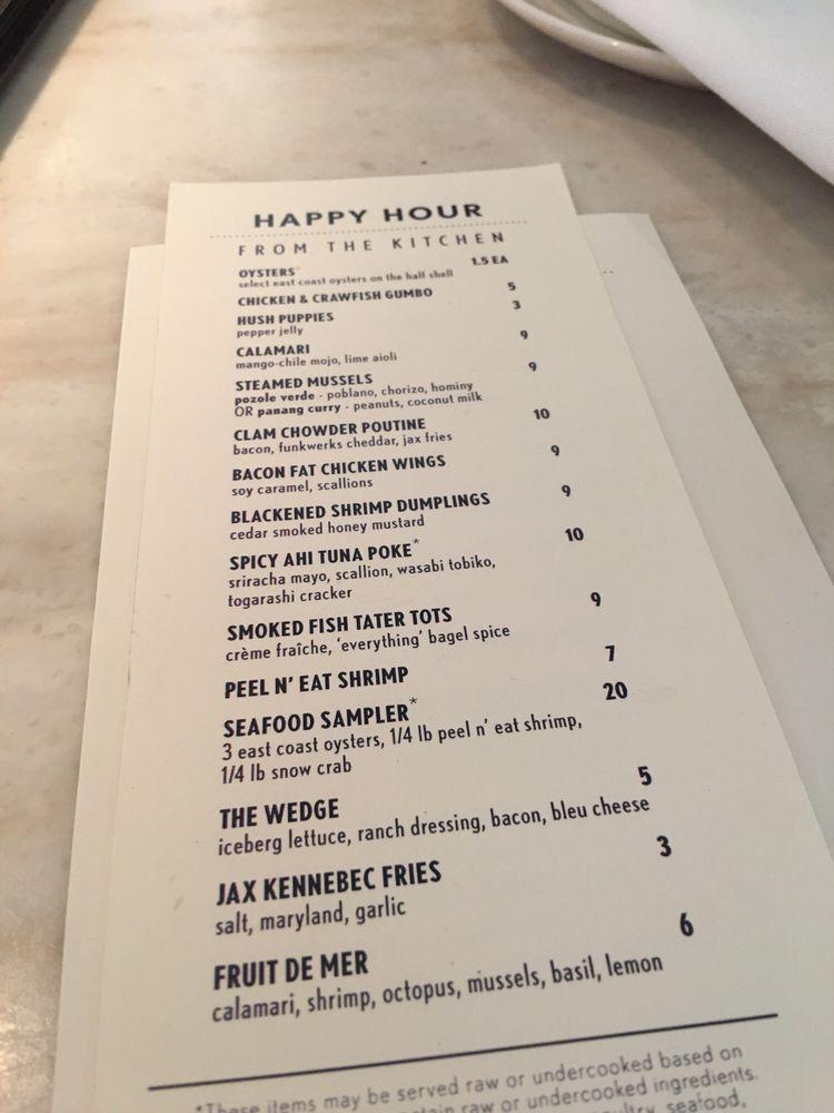 Menu at Jax Fish House & Oyster Bar - LoDo, Denver, 17th St
