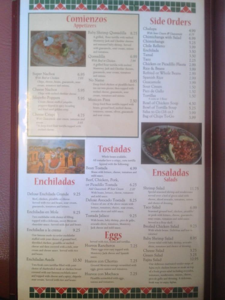 Menu at Mexico Lindo restaurant, Corvallis