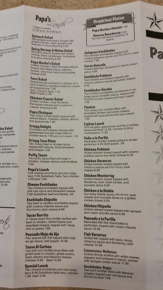 Menu at Papa Nachos Cantina restaurant, San Antonio, W Interstate 10 ...