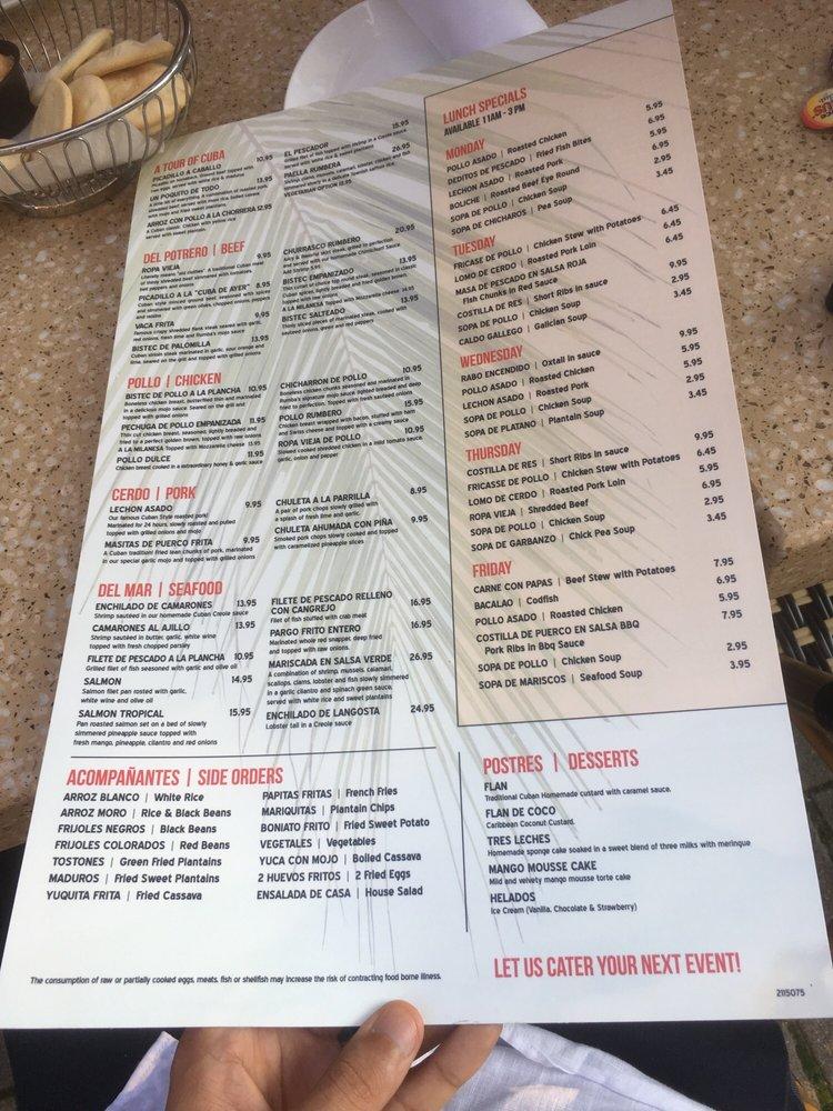Menu at Rumba Cubana pub & bar, Jersey City