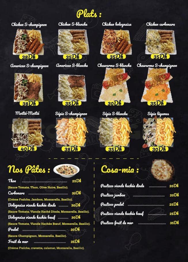 Menu au Tacos Tiger fast food, Casablanca, Boulevard Anassij