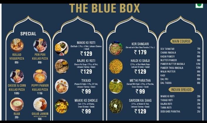 Menu at The Blue Box, Udaipur