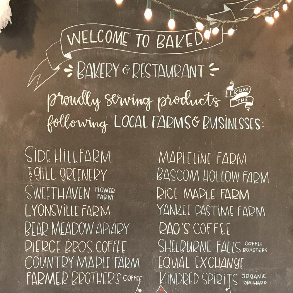 Menu at Baked cafe, Shelburne Falls