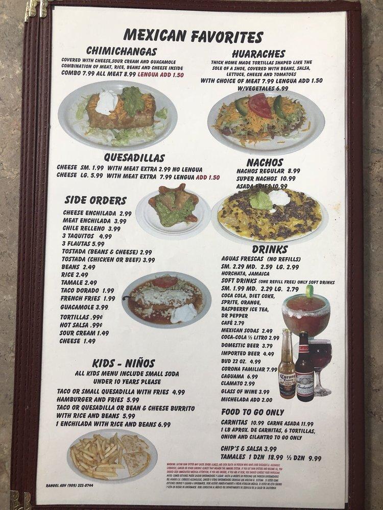 Menu at Casa Mota restaurant, Riverside