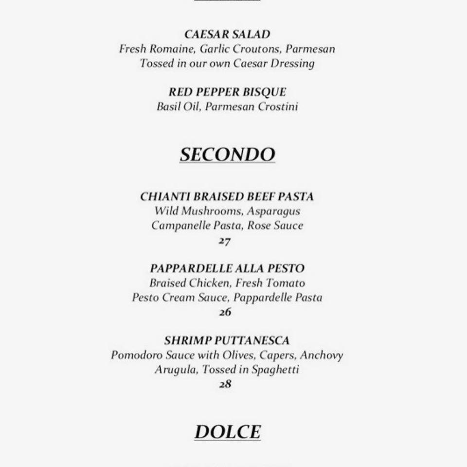 Menu at Cucina South restaurant, Fernandina Beach