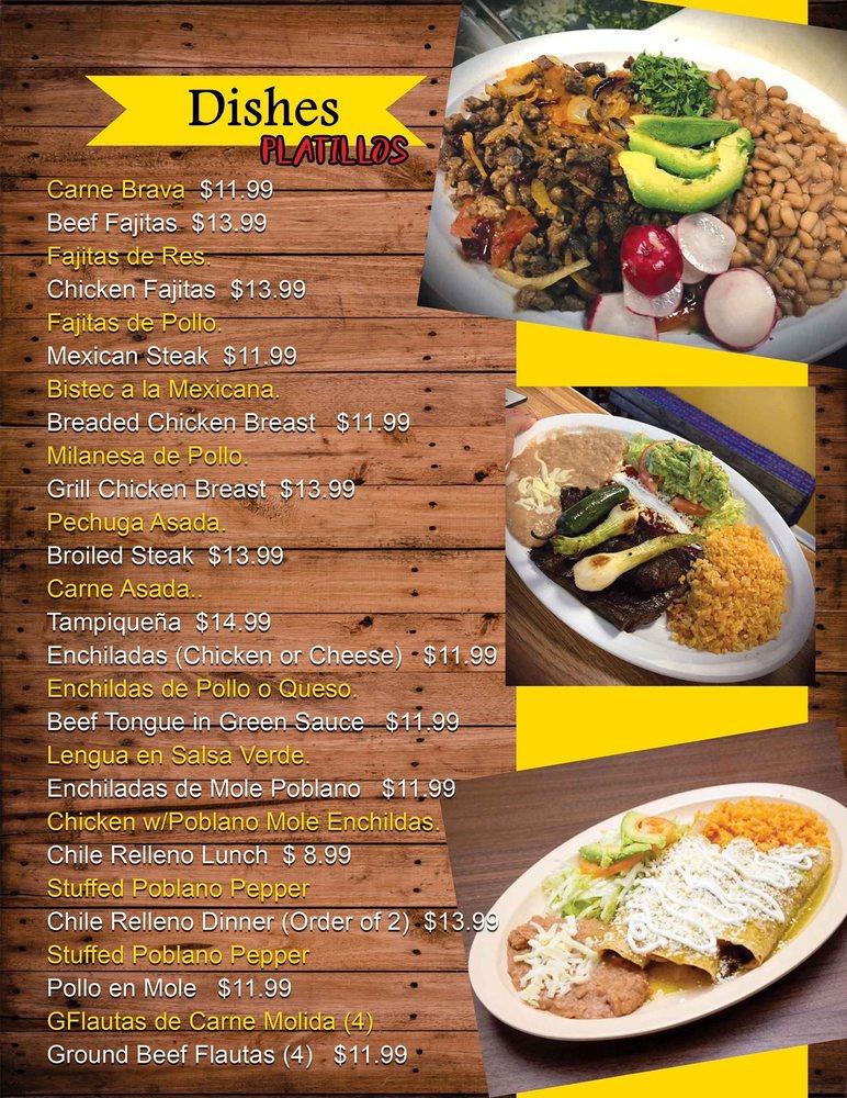 Menu at El Chavis Taquizas restaurant, Oak Lawn