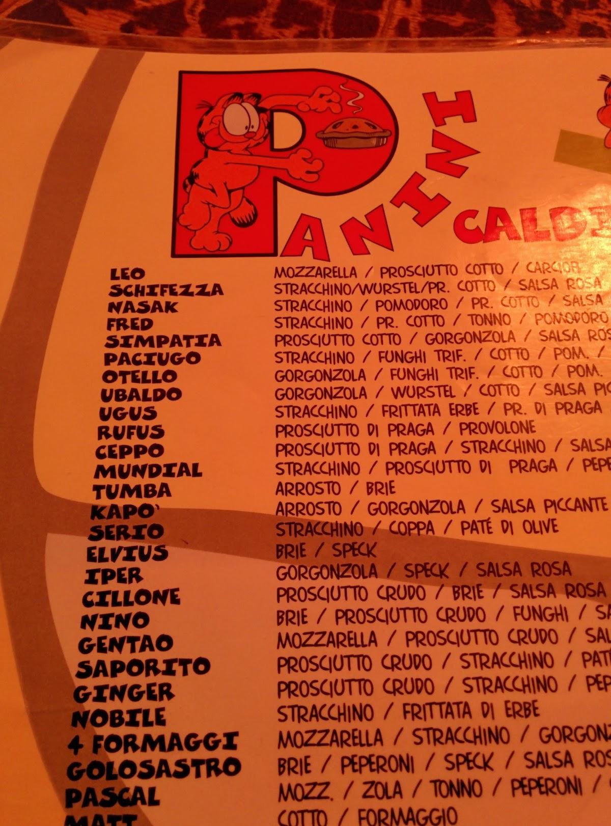 Menu at Garfield pub & bar, Loano