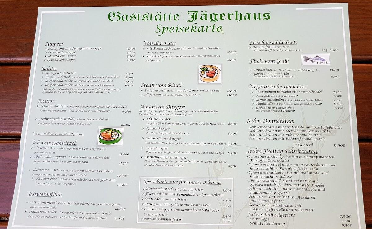 Speisekarte von Gasthaus Jägerhaus restaurant, Augsburg, Hauptstraße 53