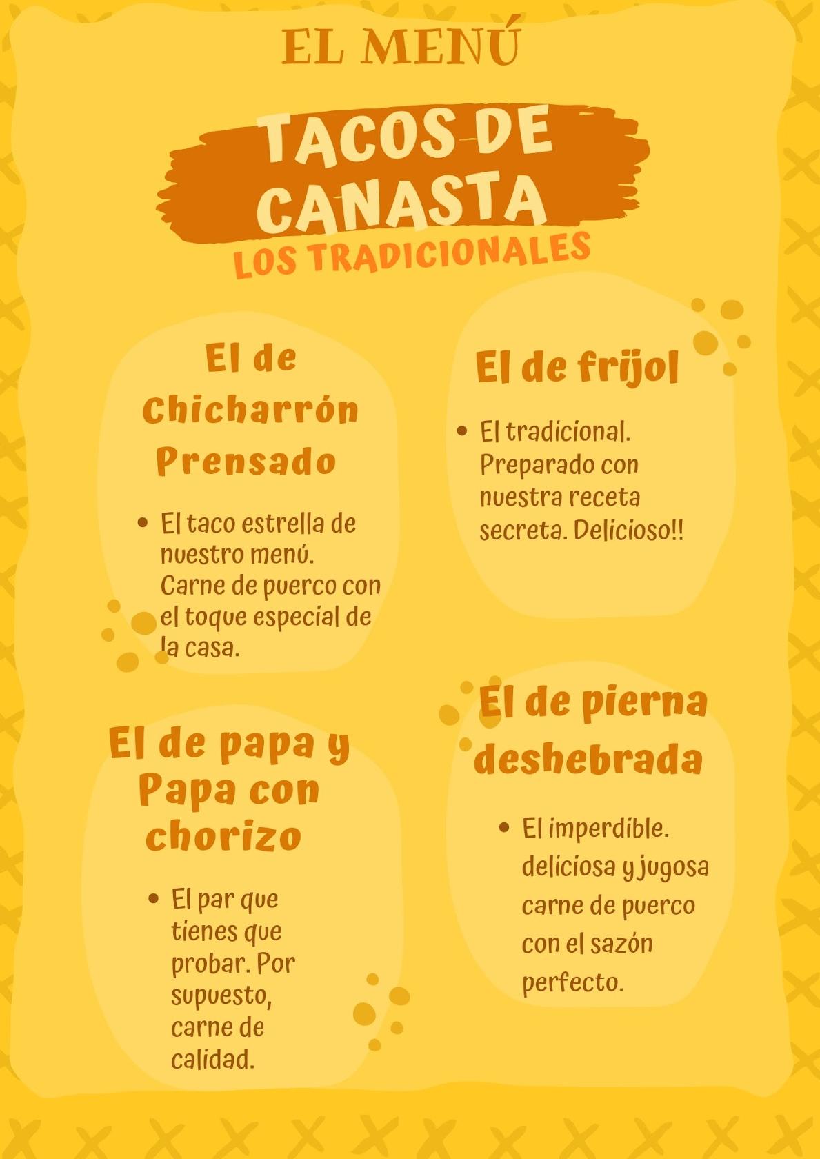 Menu at Tacos de Canasta Los Tradicionales restaurant, Club de Golf ...