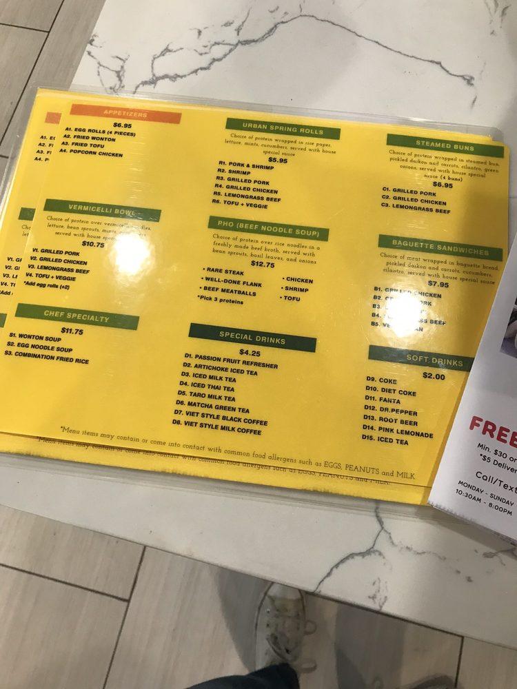 Menu at Urban Rolls cafe, Rocklin