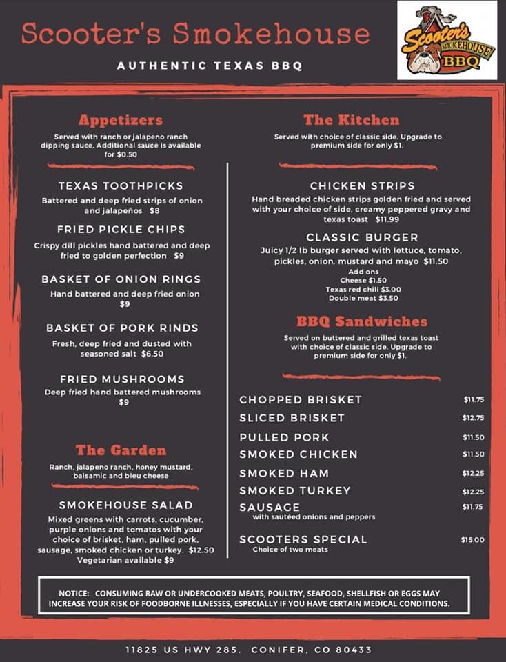 Menu at Conifer Crossings Hwy 285 restaurant, Conifer