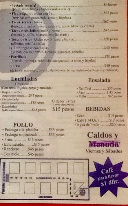 Menu at Restaurant Los Cuates, Nuevo Progreso