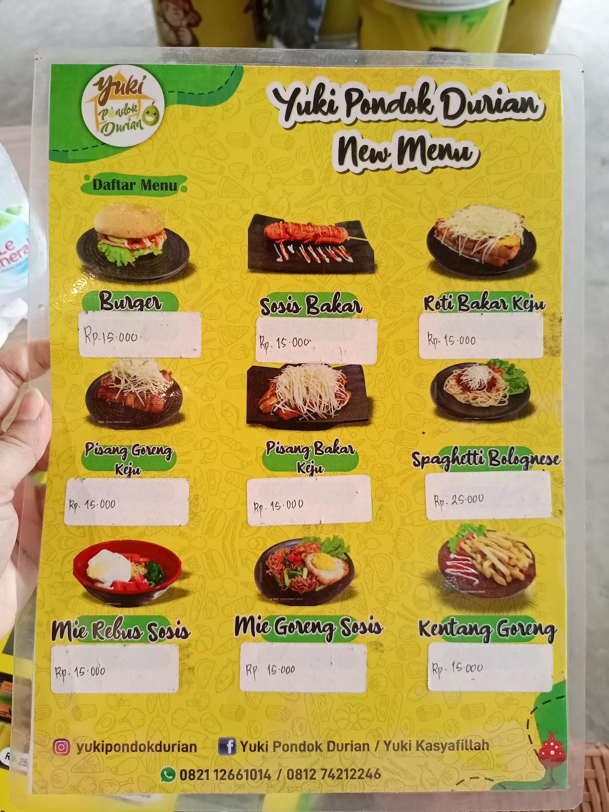 Menu at Yuki Pondok Durian 2 cafe, Karawang