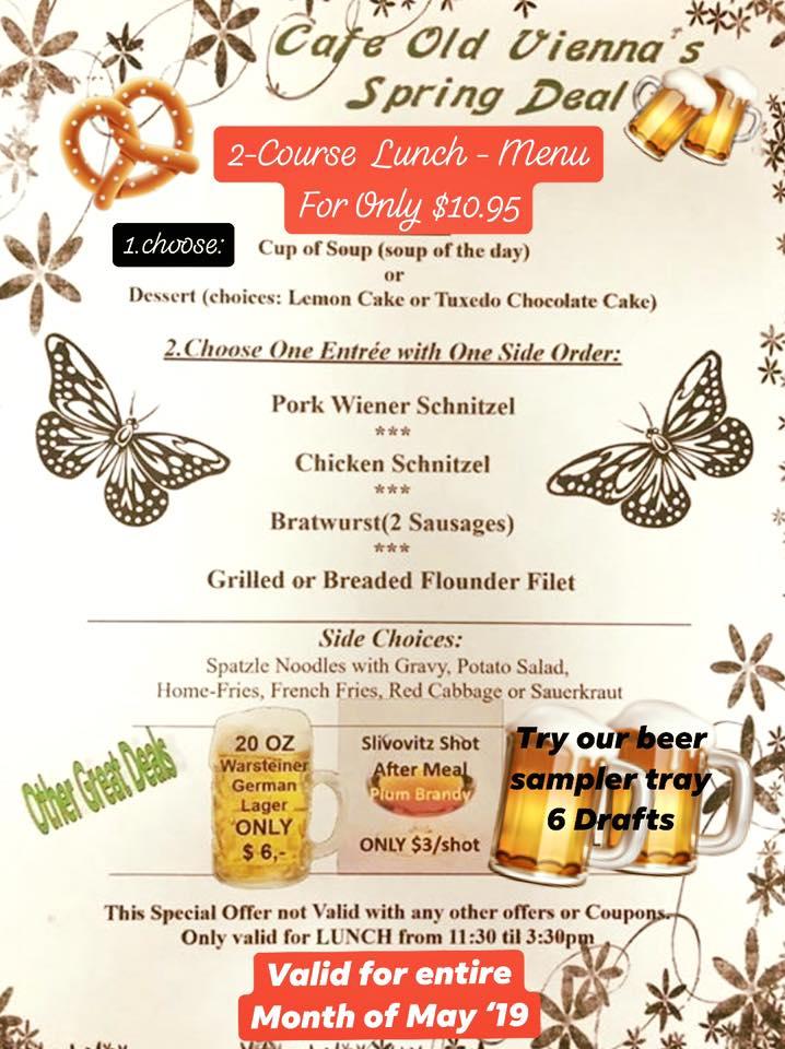 Menu at Cafe Old Vienna, Myrtle Beach, N Kings Hwy