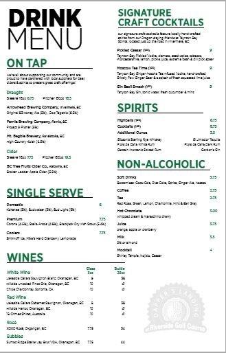 Menu at Dapper's Landing Restaurant, Fairmont Hot Springs