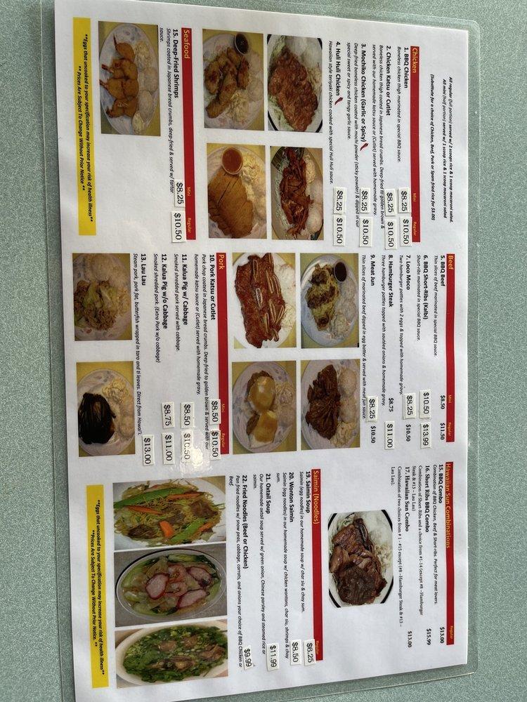 Menu at Hawaiian Sun BBQ, Everett