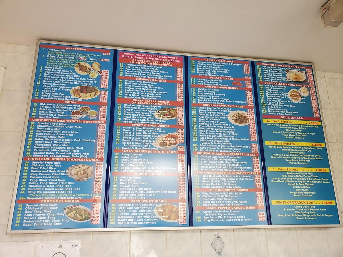Menu at Ming Wo restaurant, Burnley, 12 Lyndhurst Rd