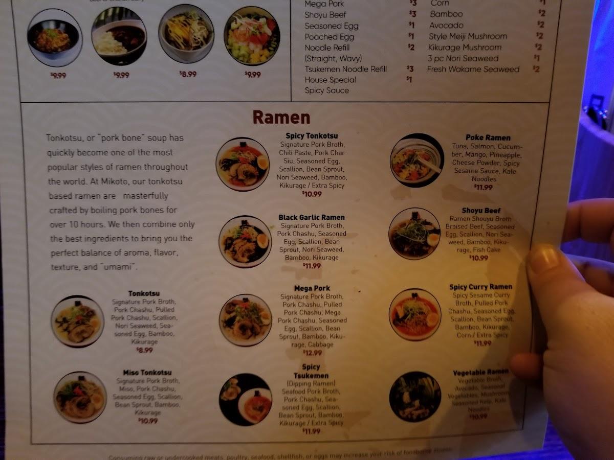 Menu at Mikoto Ramen Bar and Sushi, Tyler