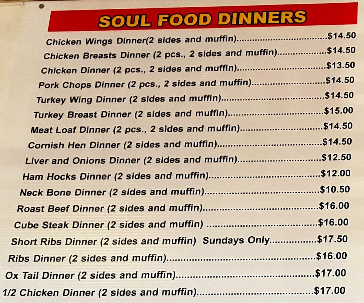 Menu at Motor City Soul Food restaurant, Oak Park, Greenfield Rd
