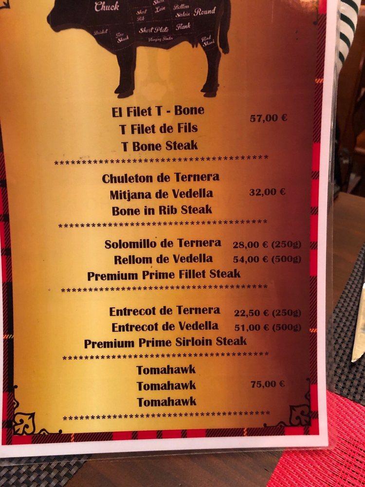 Menu at The Venue Steakhouse, Barcelona, Carrer del Rosselló