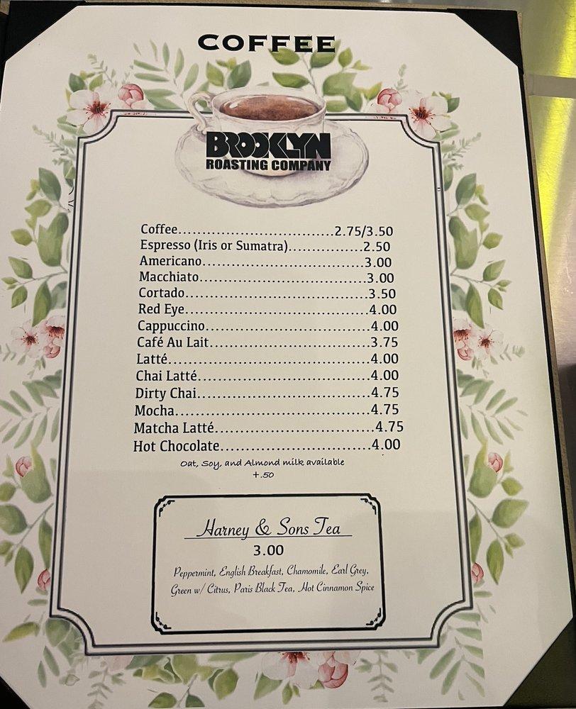 Menu at VINTAGE CAFE, New York City