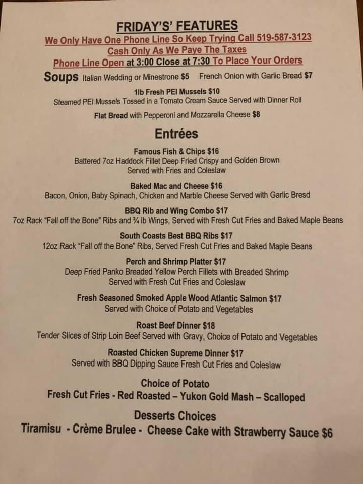 Menu at D and D's Family Dining restaurant, Jarvis