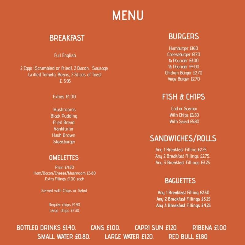 Menu at Jimmy's Cafe, Tonbridge