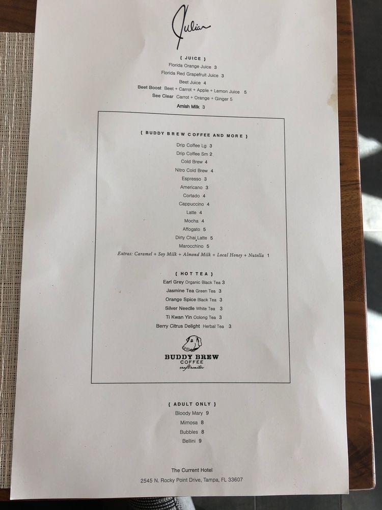 Menu at Julian Restaurant, Tampa