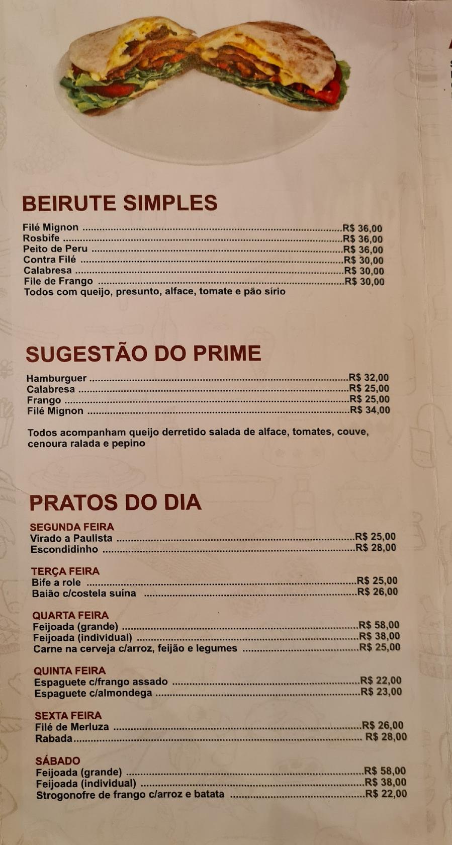 Carta del restaurante Mané Burger Prime, São Paulo