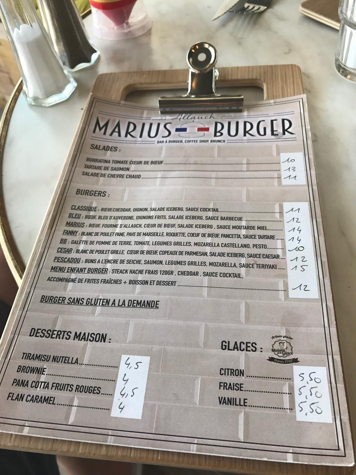 Menu at Marius Burger - Allauch restaurant, Allauch