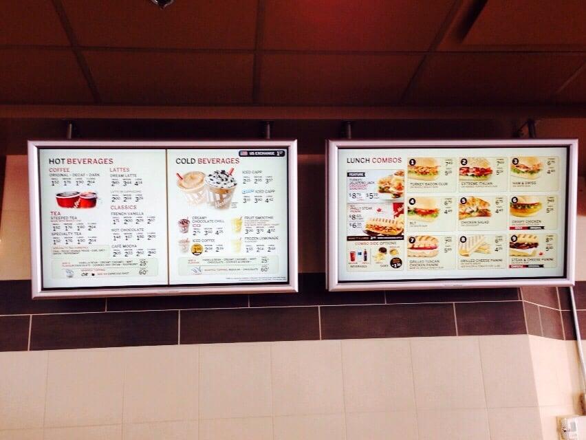Menu at Tim Hortons restaurant, Banff