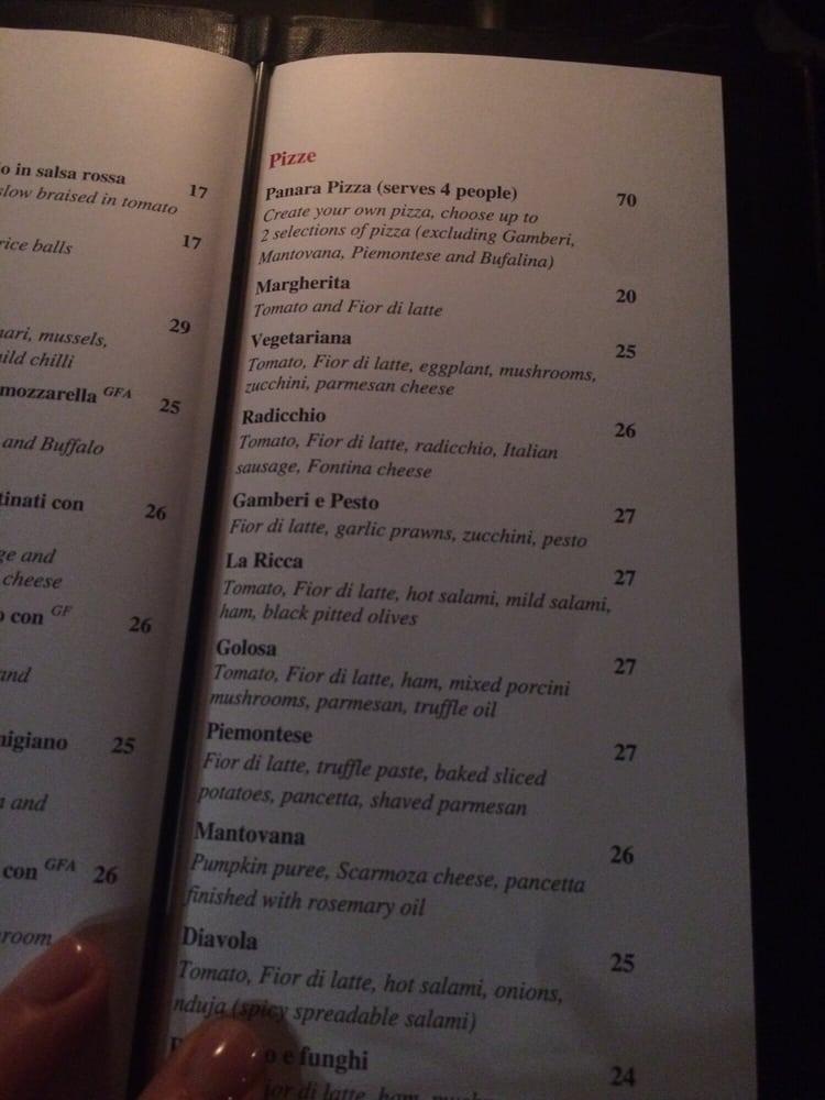 Menu at Ventuno Restaurant, Sydney