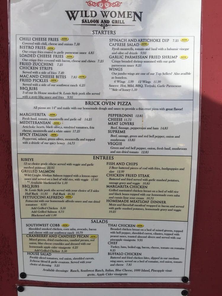 Menu at Wild Women Saloon and Grill pub & bar, Heber-Overgaard