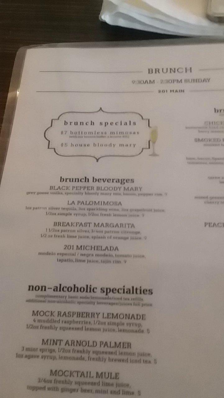 Menu at 201 Main pub & bar, Salinas