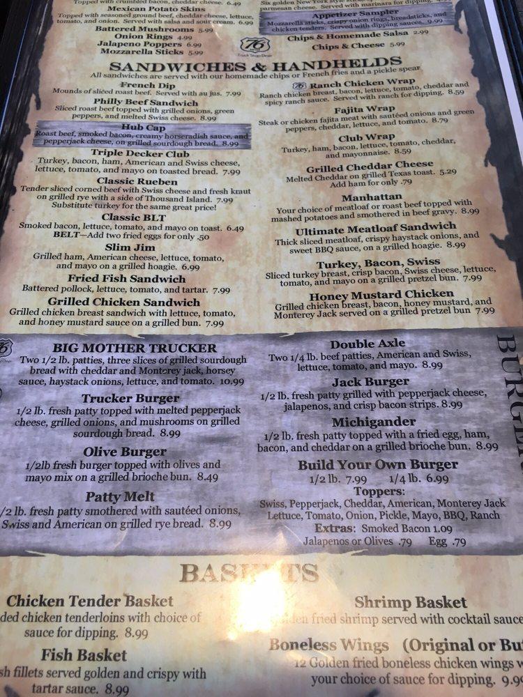 Menu at 76th Street Diner restaurant, Byron Center