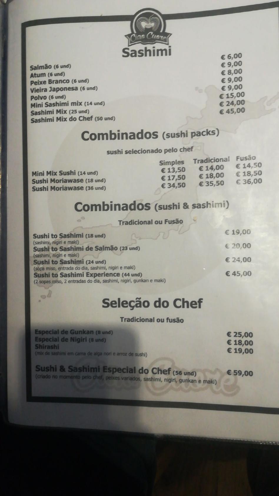 Menu em Ciao Cuore restaurante, Belas, R. Dona Mariana Vitória 13