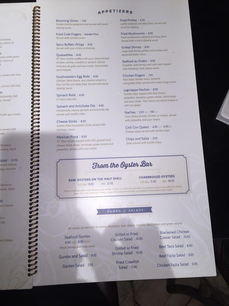 Menu at Lagniappe Zachary restaurant, Zachary