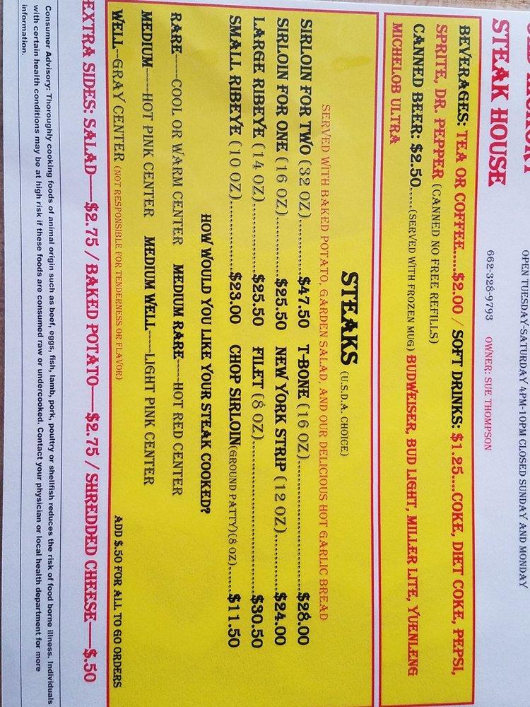 Menu at Old Hickory Steak House steakhouse, Columbus, Hwy 45 N