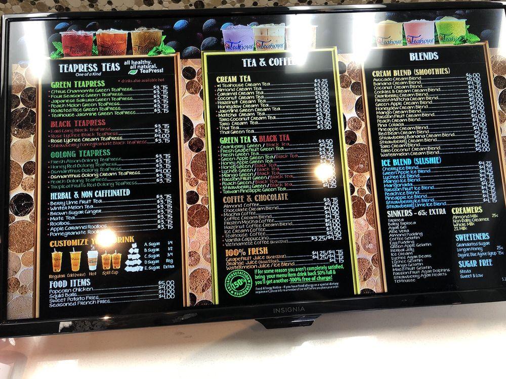 Menu at The Teahouse Tapioca & Tea pub & bar, Cypress