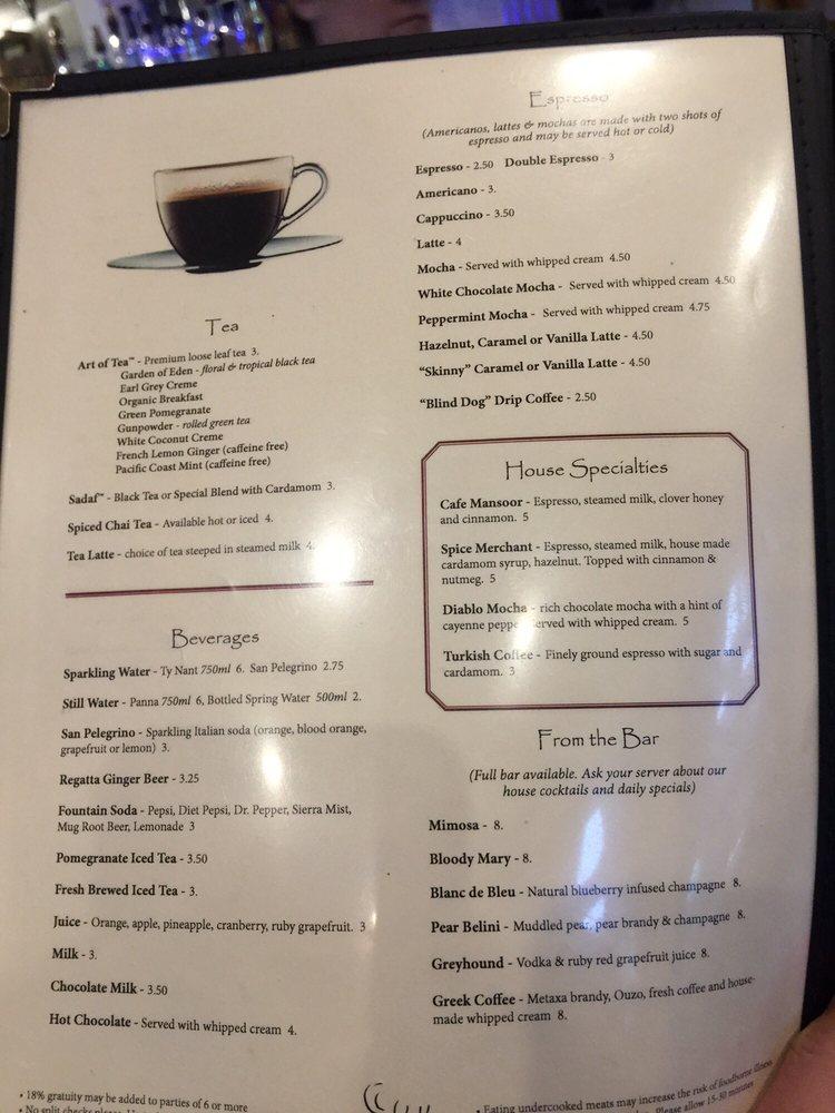 Menu at Artemis Lakefront Café restaurant, South Lake Tahoe