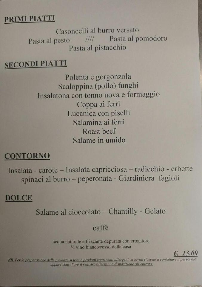 Menu da La Sesta di Orizio Graziella ristorante, Longhena, Via 24 Maggio