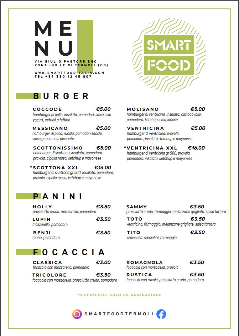 Menu at Smart Food Termoli - Area Ristoro - Ristorante, Termoli